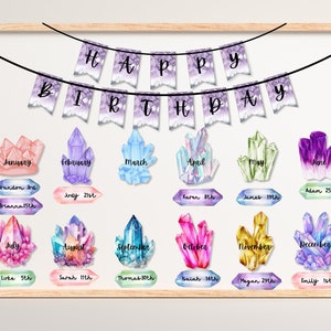 Classroom Birthday Display, Boho Classroom Crystals, Classroom Birthday ...