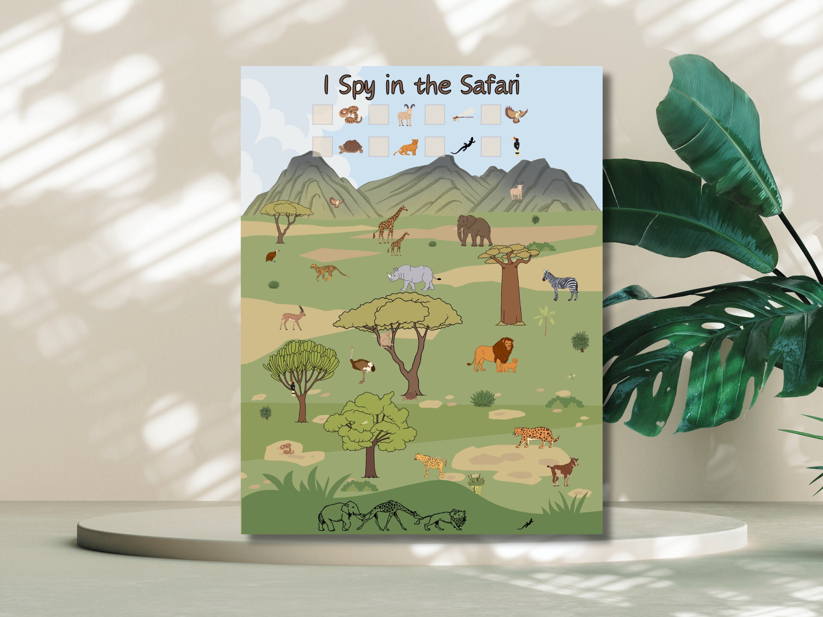 I Spy Search and Find Activity, Safari Animal Kids Activity, Preschool ...