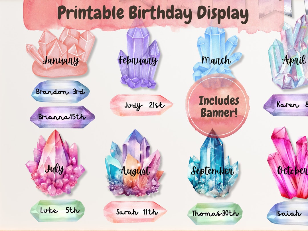 Classroom Birthday Display, Boho Classroom Crystals, Classroom Birthday ...