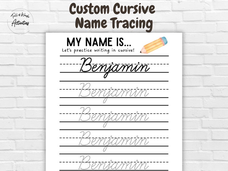 Personalized Cursive Name Tracing, Custom Name Writing Practice, Kids ...
