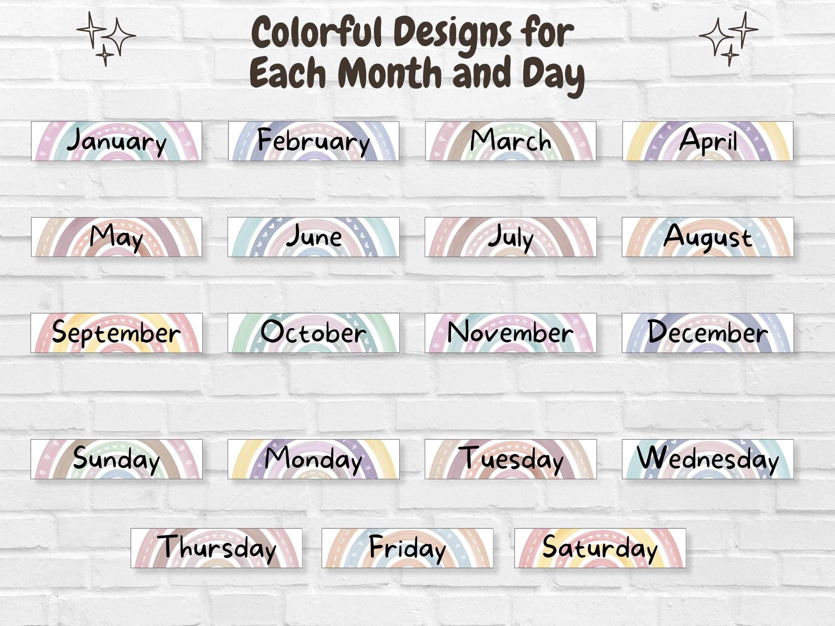 Boho Morning Board, Rainbow Circle Time Calendar, Preschool All About ...