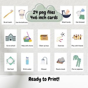 Daily Routine Flashcards, Toddler Flash Cards Preschool Cards ...