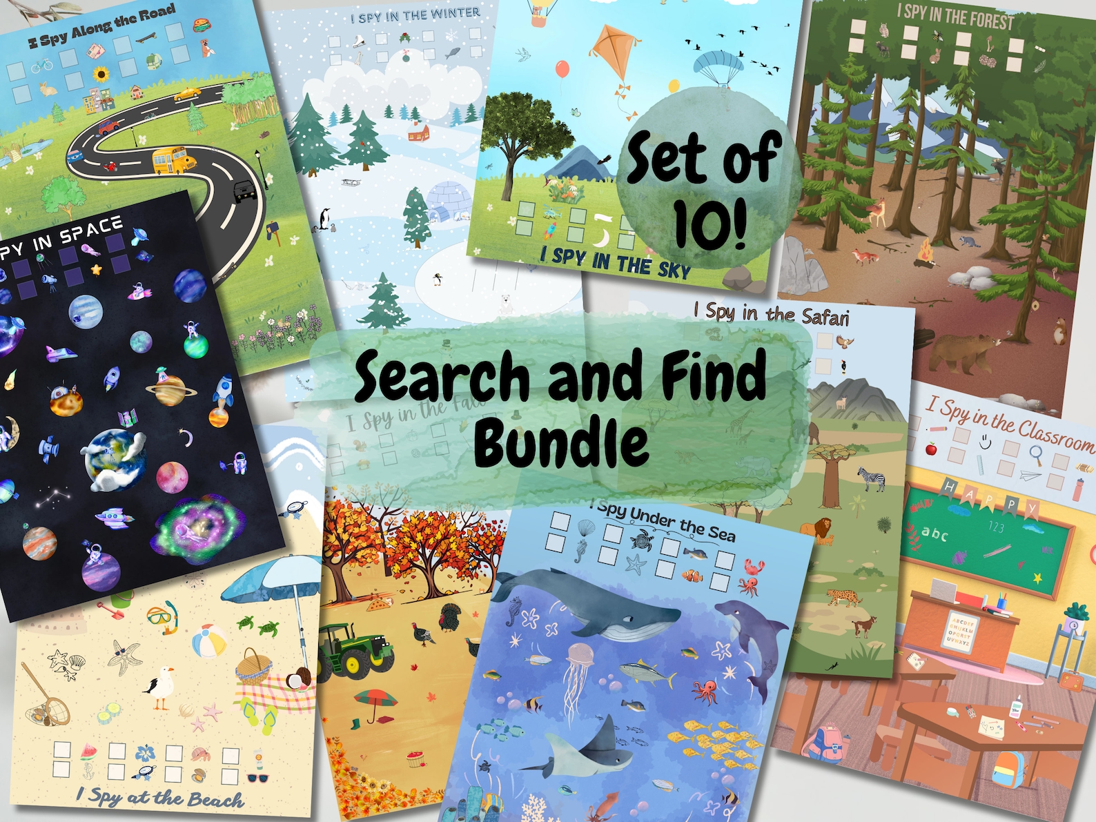 Kids Activities I Spy Search and Find Bundle, Search and Find Bundle ...