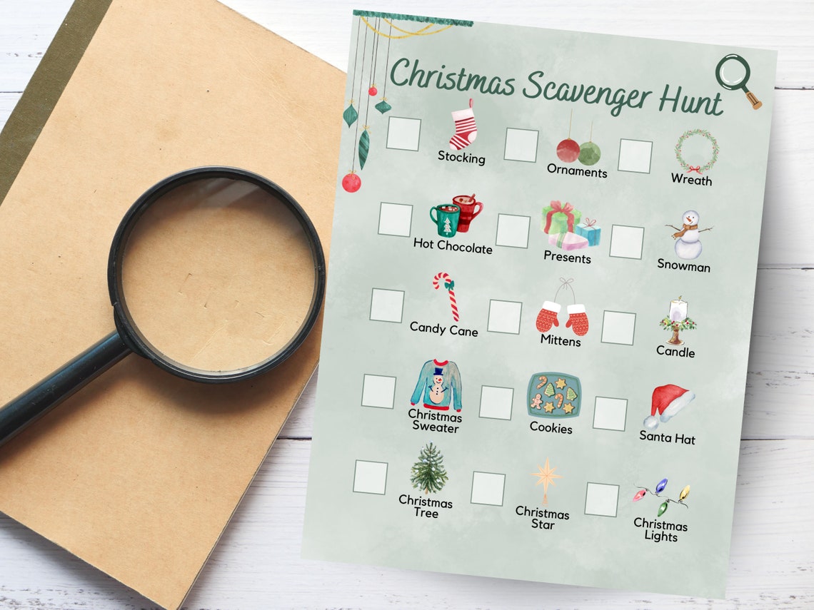 Christmas Scavenger Hunt Game, Holiday Season Indoor Kids Activity ...