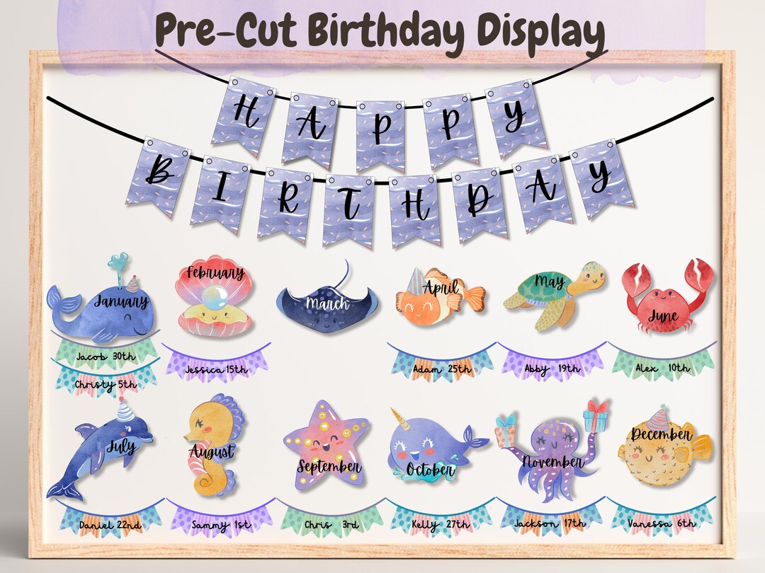 Ocean Classroom Birthday Decor, Birthday Board Display Cut Outs, Pre ...
