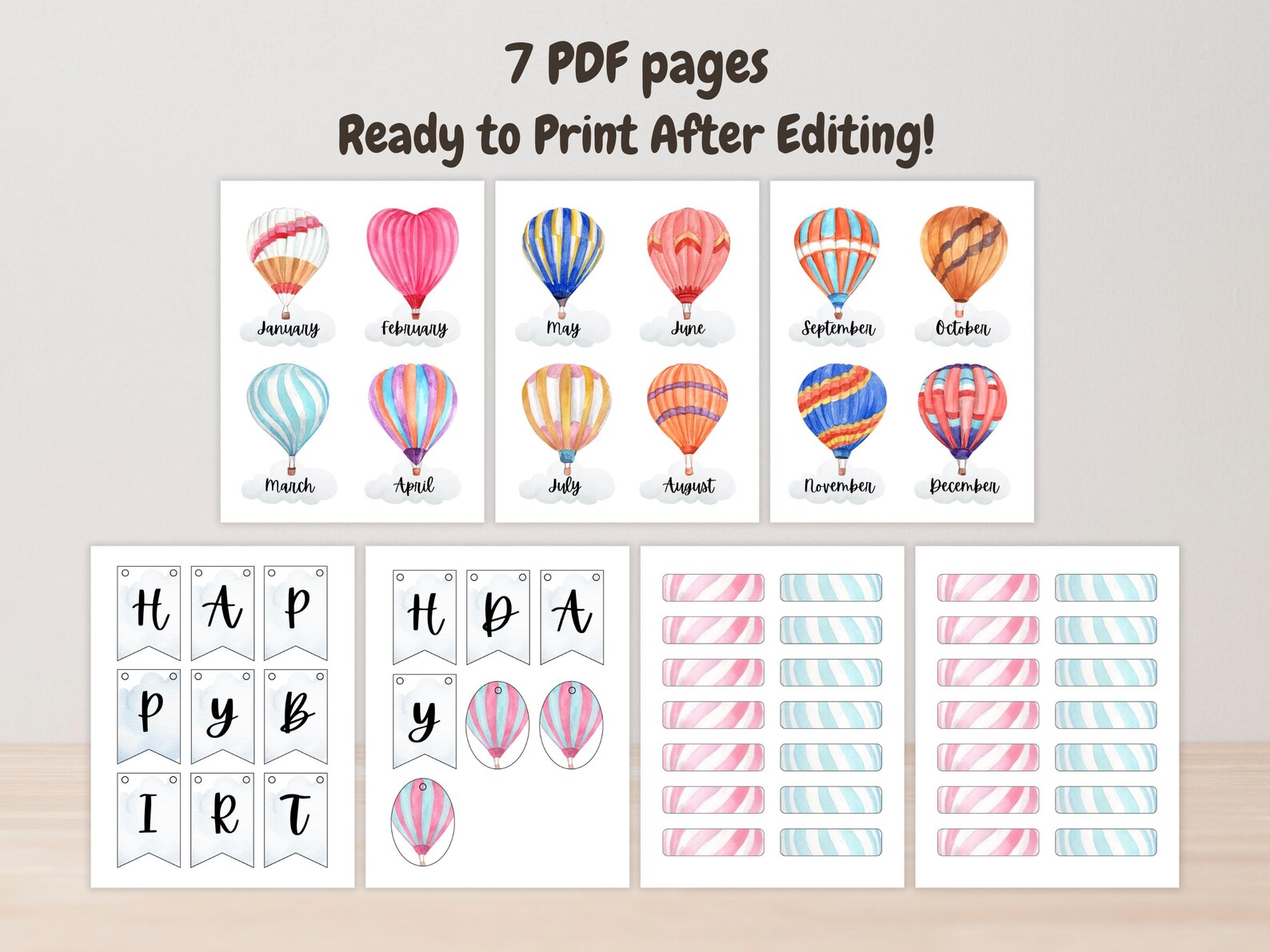 Editable Hot Air Balloon Birthday Board Kit, Sky's the Limit Classroom ...