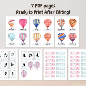 Editable Hot Air Balloon Birthday Board Kit, Sky's the Limit Classroom ...