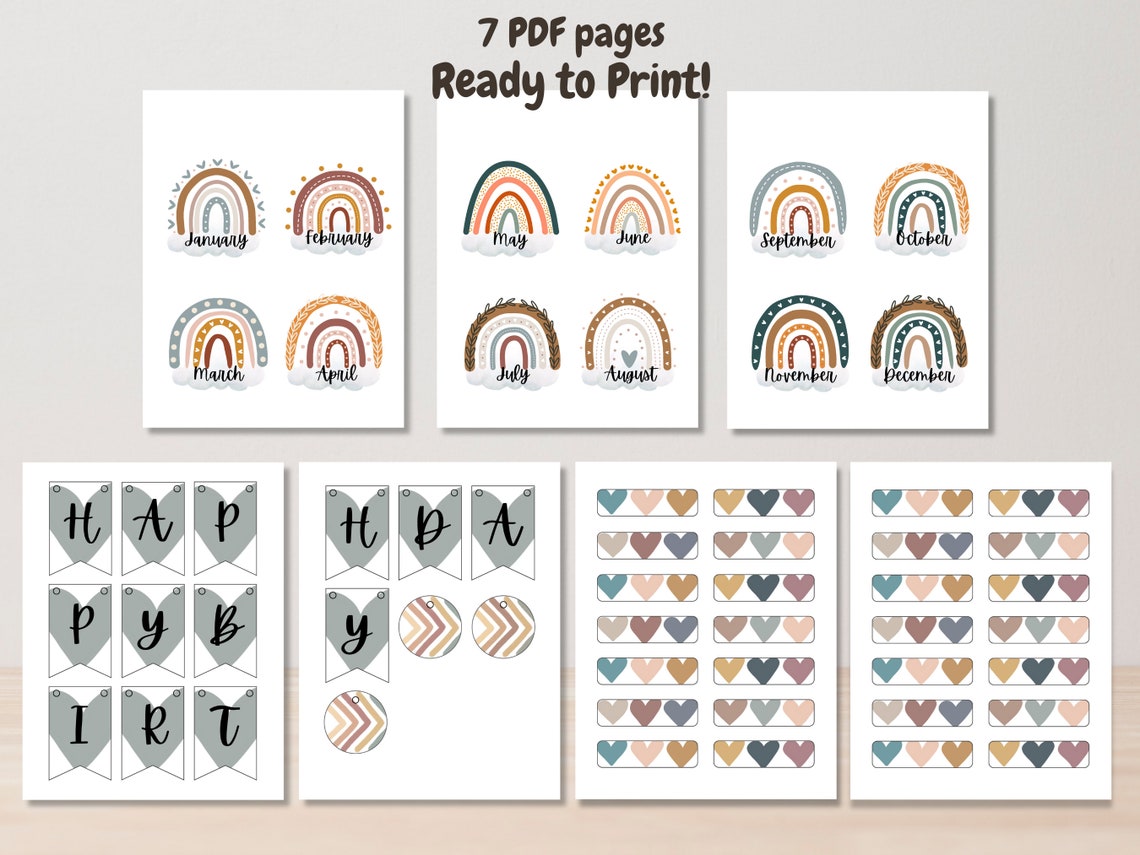 Boho Rainbow Classroom Decor, DIY Birthday Board, Classroom Birthday ...