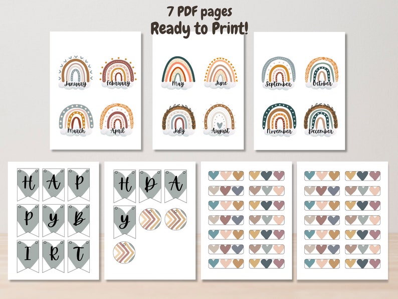 Boho Rainbow Classroom Decor, DIY Birthday Board, Classroom Birthday ...