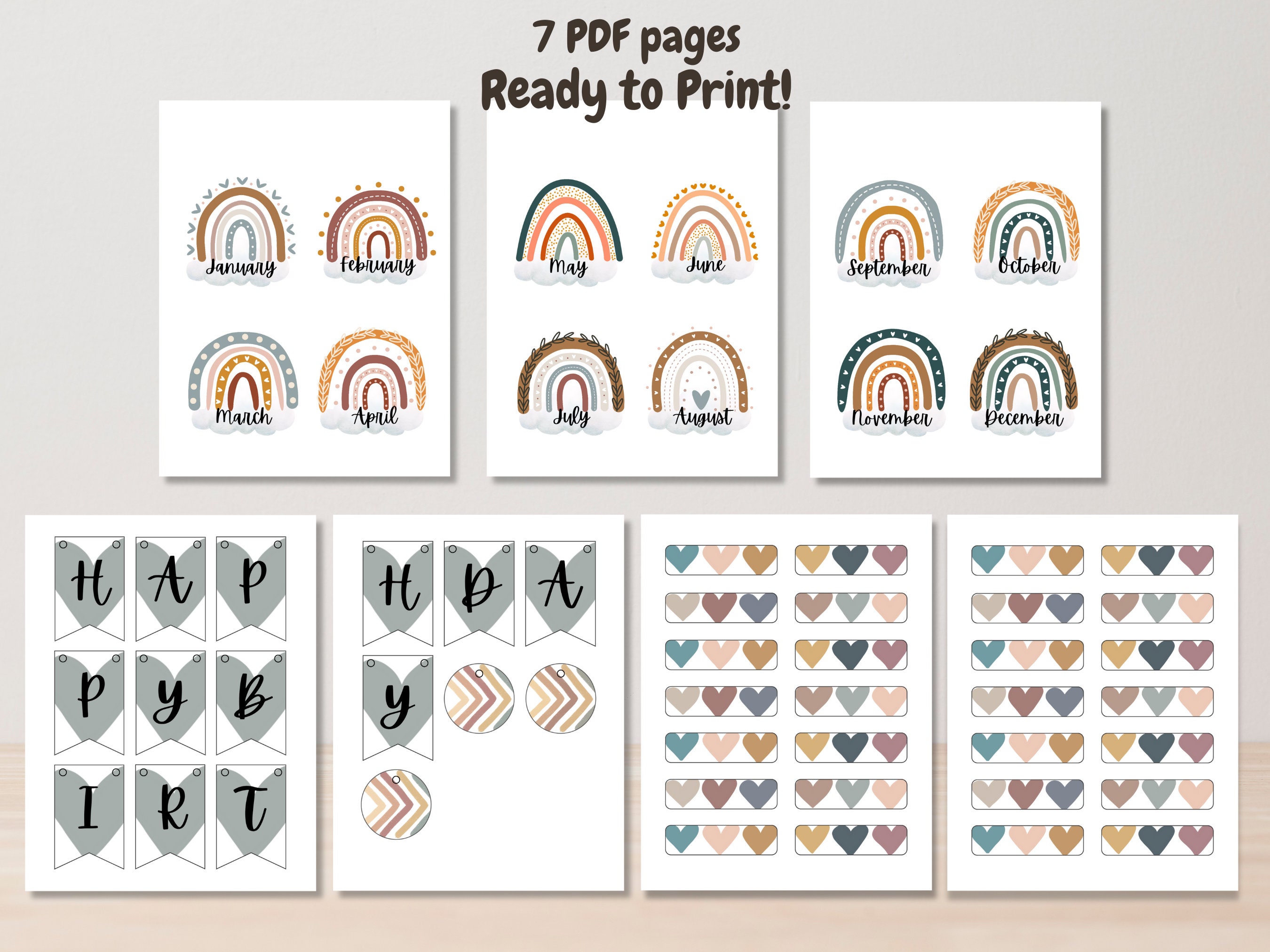 Boho Rainbow Classroom Decor, DIY Birthday Board, Classroom Birthday ...