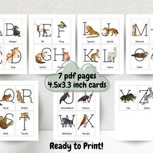 Animal Letters Flashcards, Alphabet Cards, Printable Toddler Flash ...