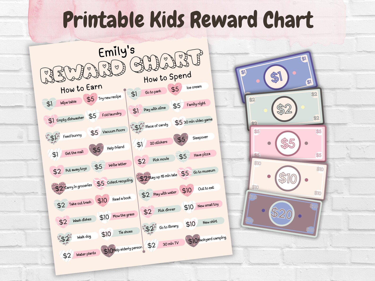 Reward System for Kids, Reward Chart and Bucks, Editable Mom Bucks ...