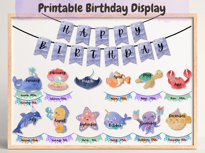 Ocean Classroom Birthday, Birthday Board Display, Kids Birthday Board ...