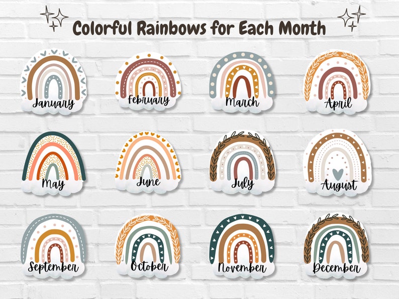 Boho Rainbow Classroom Decor, DIY Birthday Board, Classroom Birthday ...
