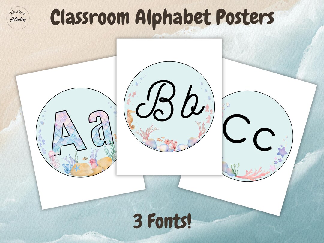 Ocean Classroom Decor, Alphabet Bulletin Board, ABC Poster Classroom ...