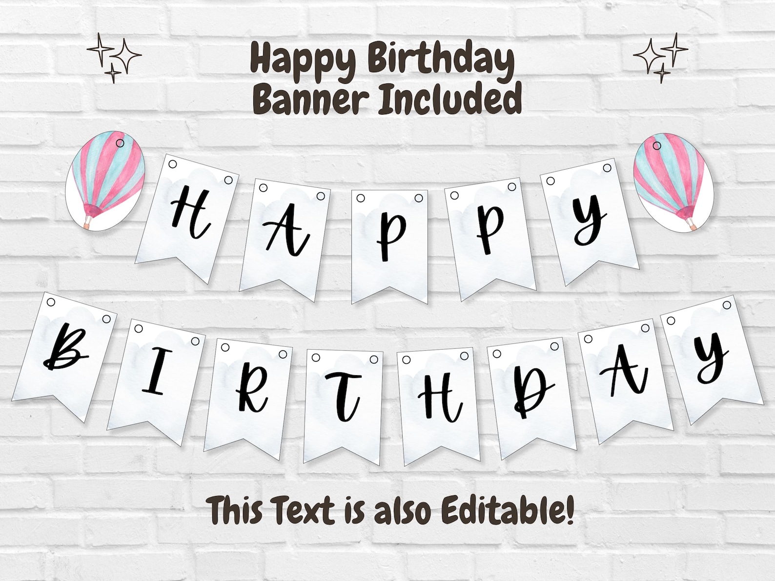 Editable Hot Air Balloon Birthday Board Kit, Sky's the Limit Classroom ...