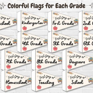 First Day of School Flags, Back to School Printable Flag, Preschool ...