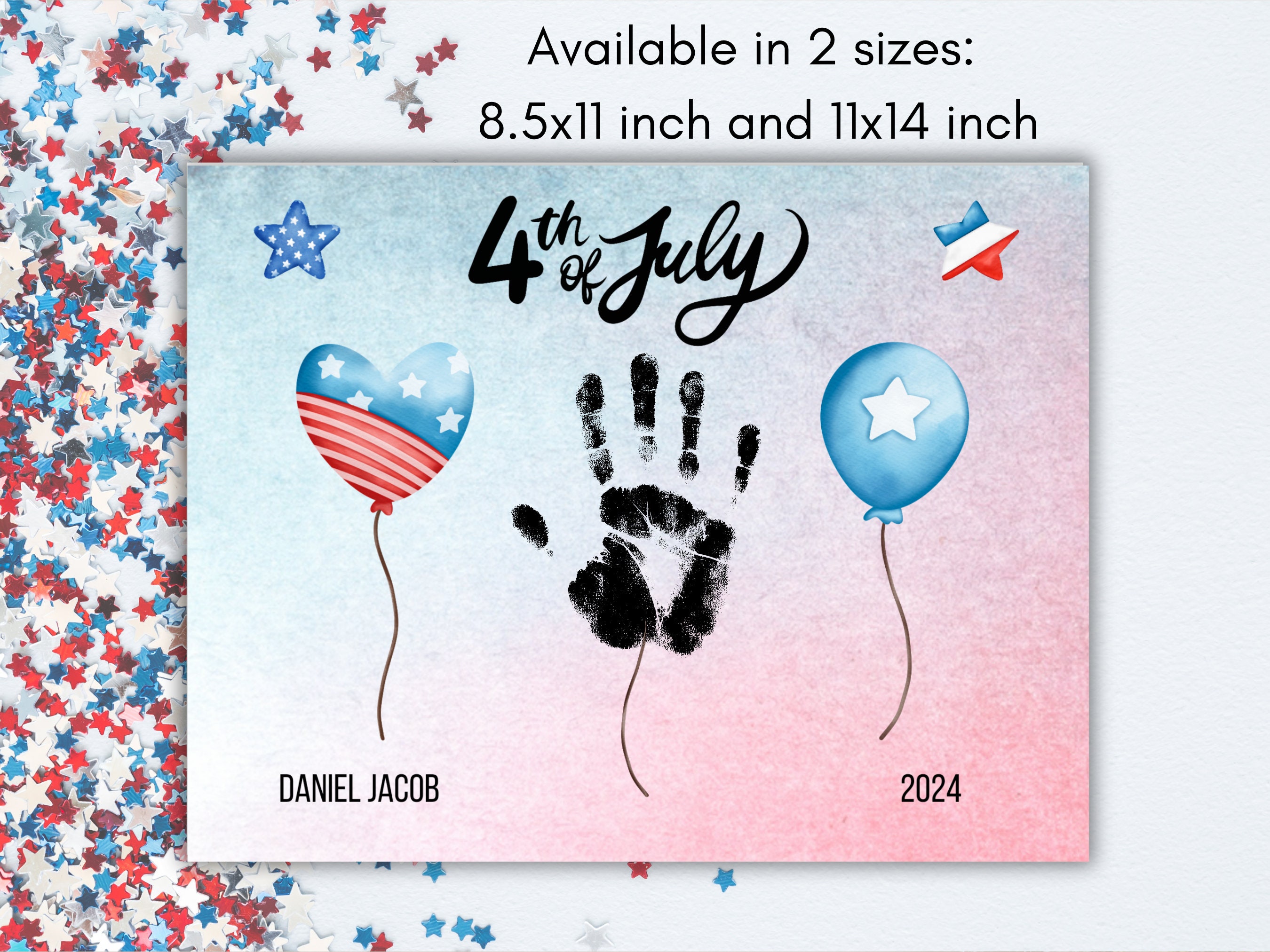 July 4th Handprint Art, Editable Kids Handprint Craft Template, Baby's ...