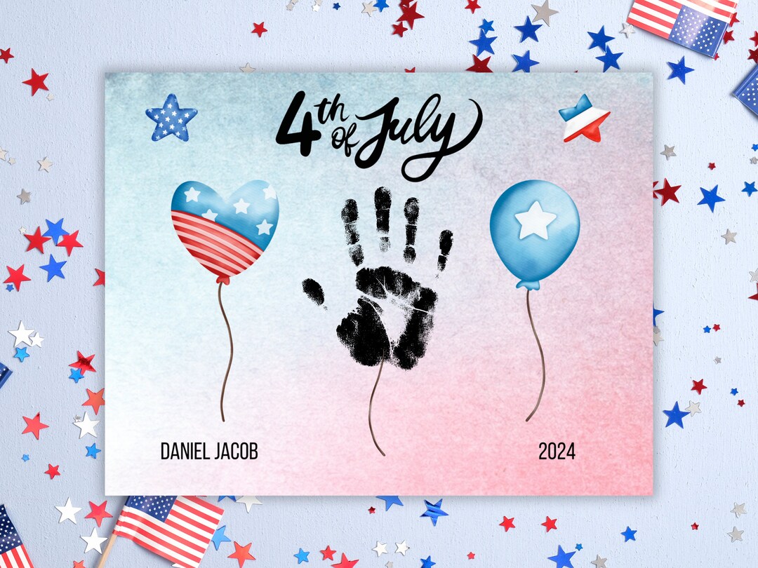 July 4th Handprint Art, Editable Kids Handprint Craft Template, Baby's ...