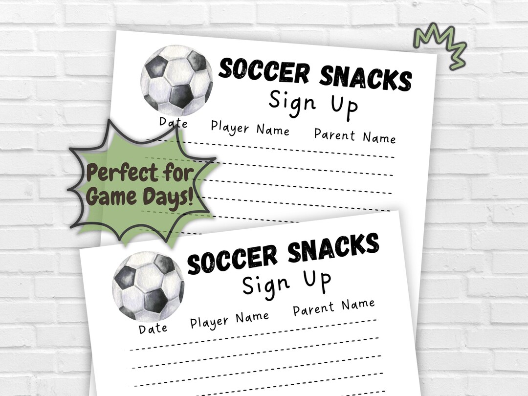 Soccer Snacks Schedule, Game Day Snacks, Team Sports Snack Sign Up ...