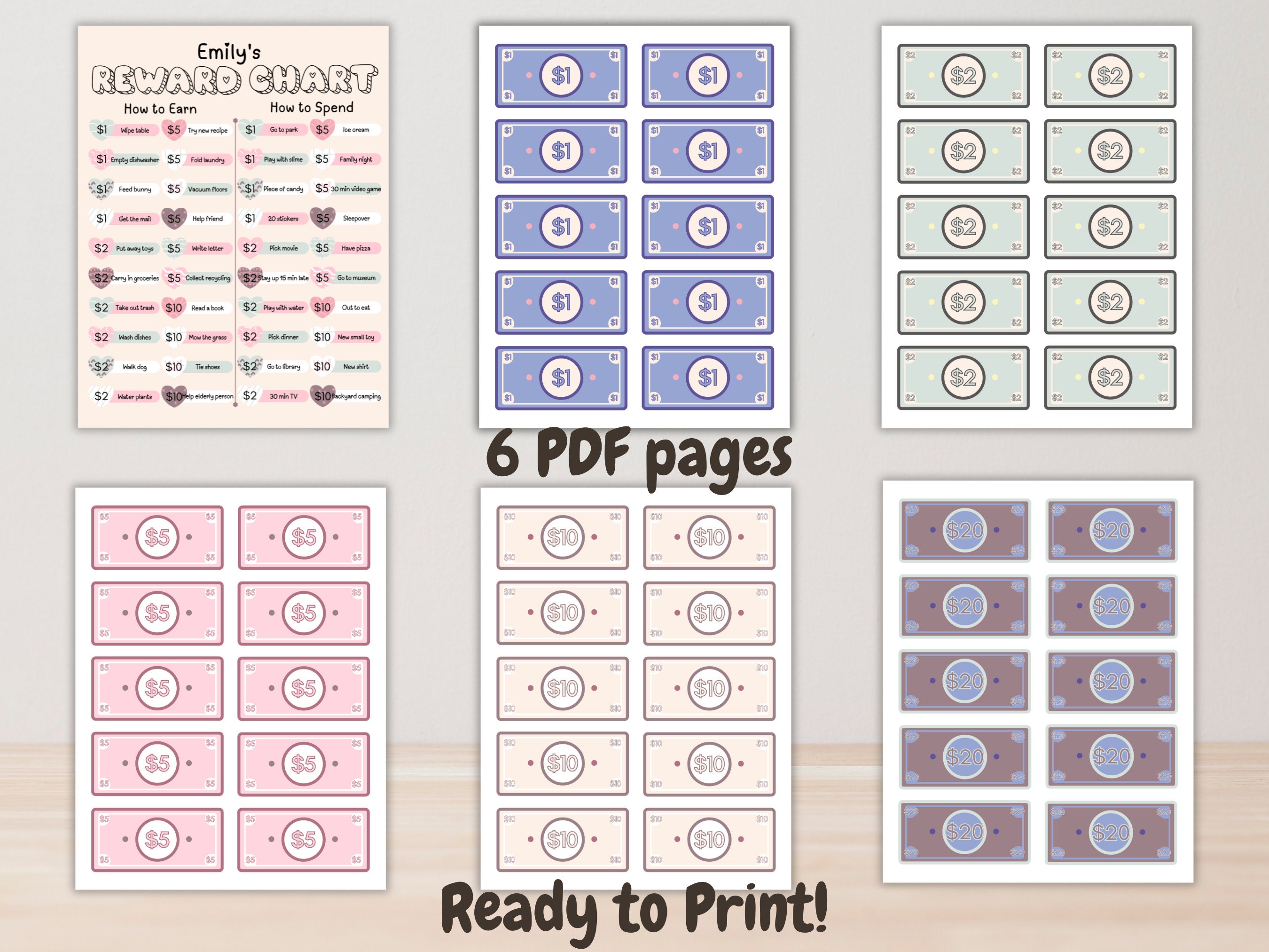 Reward System for Kids, Reward Chart and Bucks, Editable Mom Bucks ...