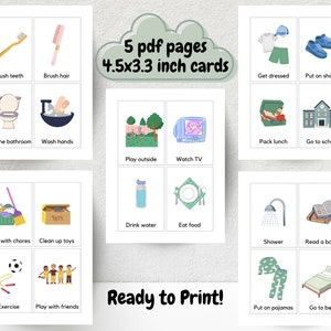 Daily Routine Flashcards, Toddler Flash Cards Preschool Cards ...