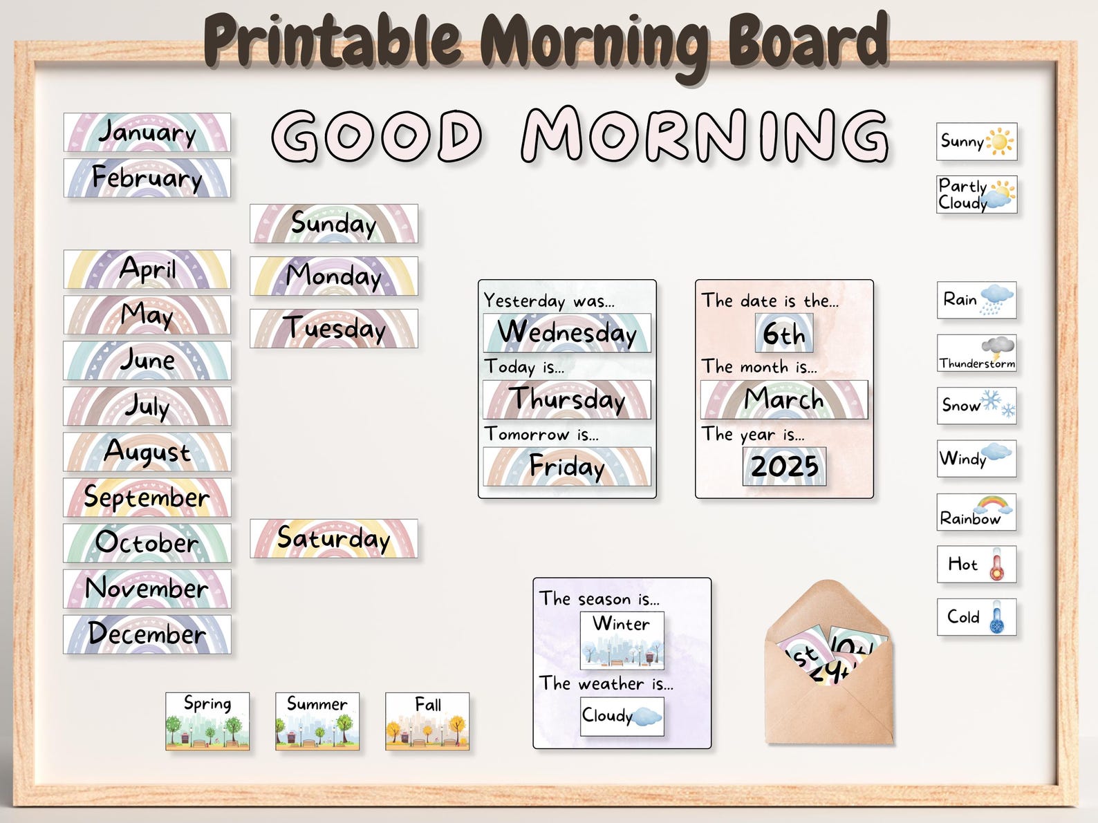 Boho Morning Board, Rainbow Circle Time Calendar, Preschool All About ...