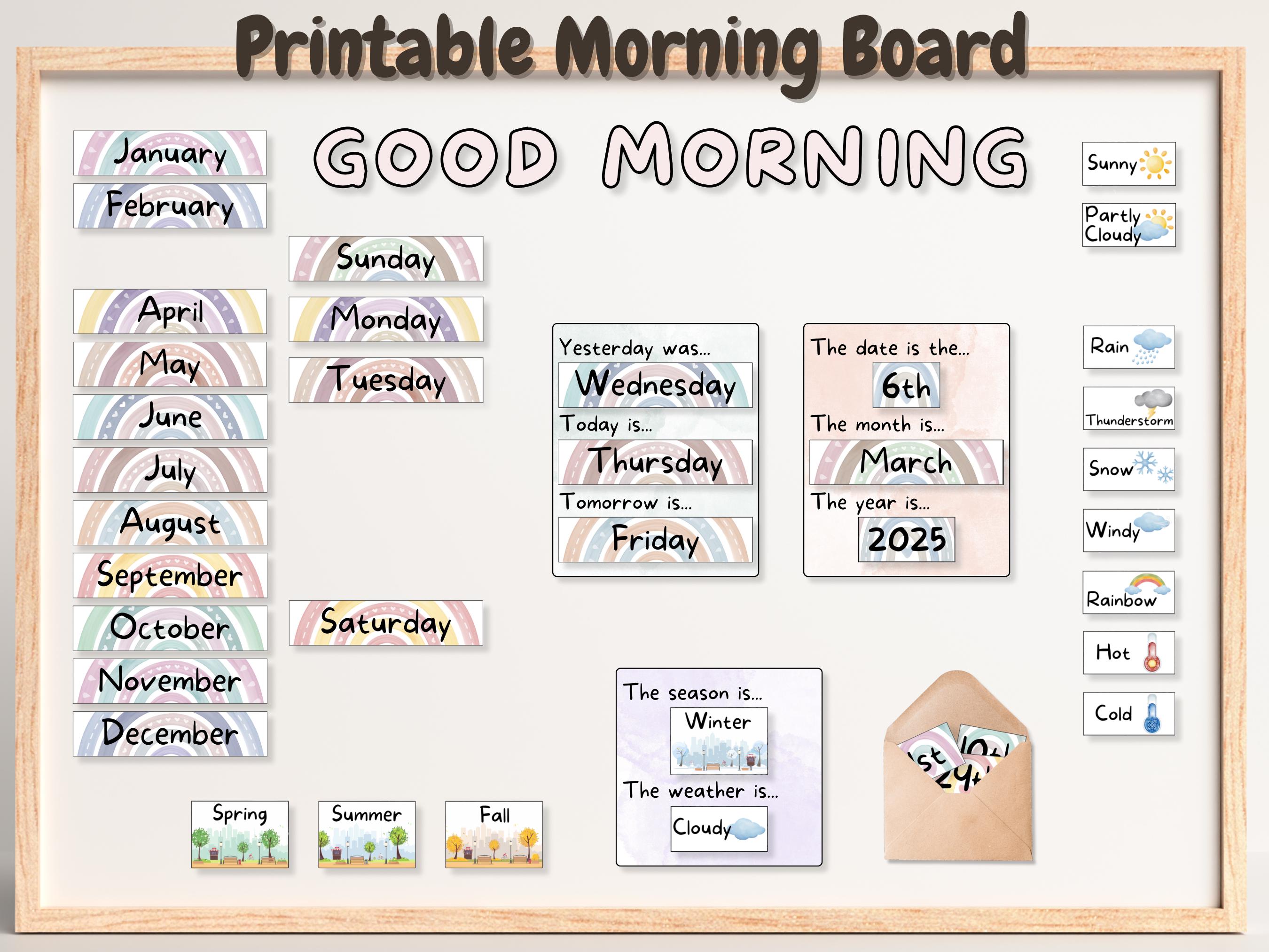Boho Morning Board, Rainbow Circle Time Calendar, Preschool All About ...