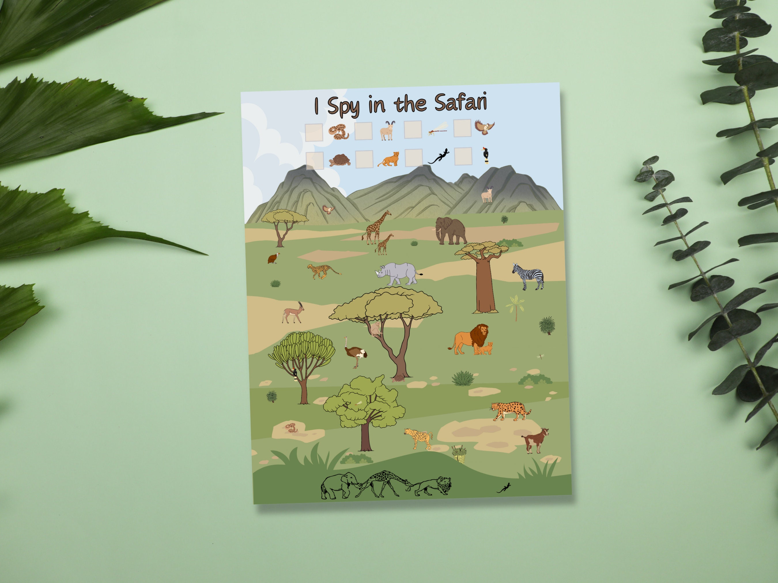 I Spy Search and Find Activity, Safari Animal Kids Activity, Preschool ...