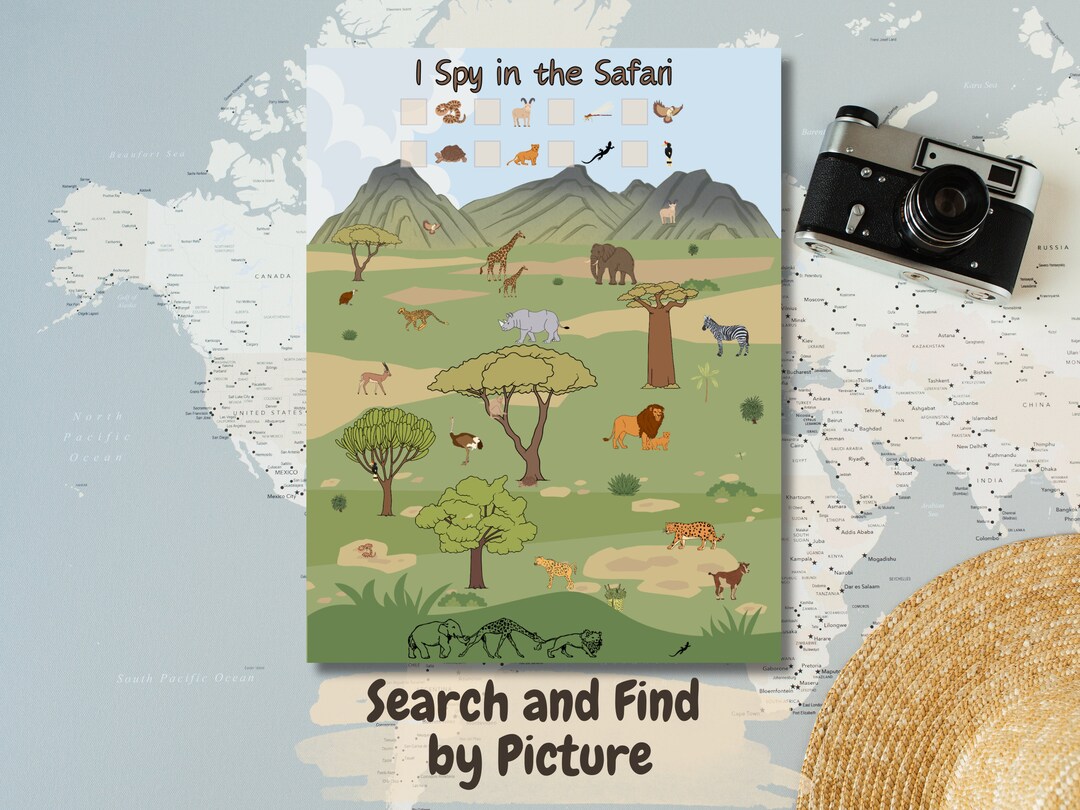 I Spy Search and Find Activity, Safari Animal Kids Activity, Preschool ...