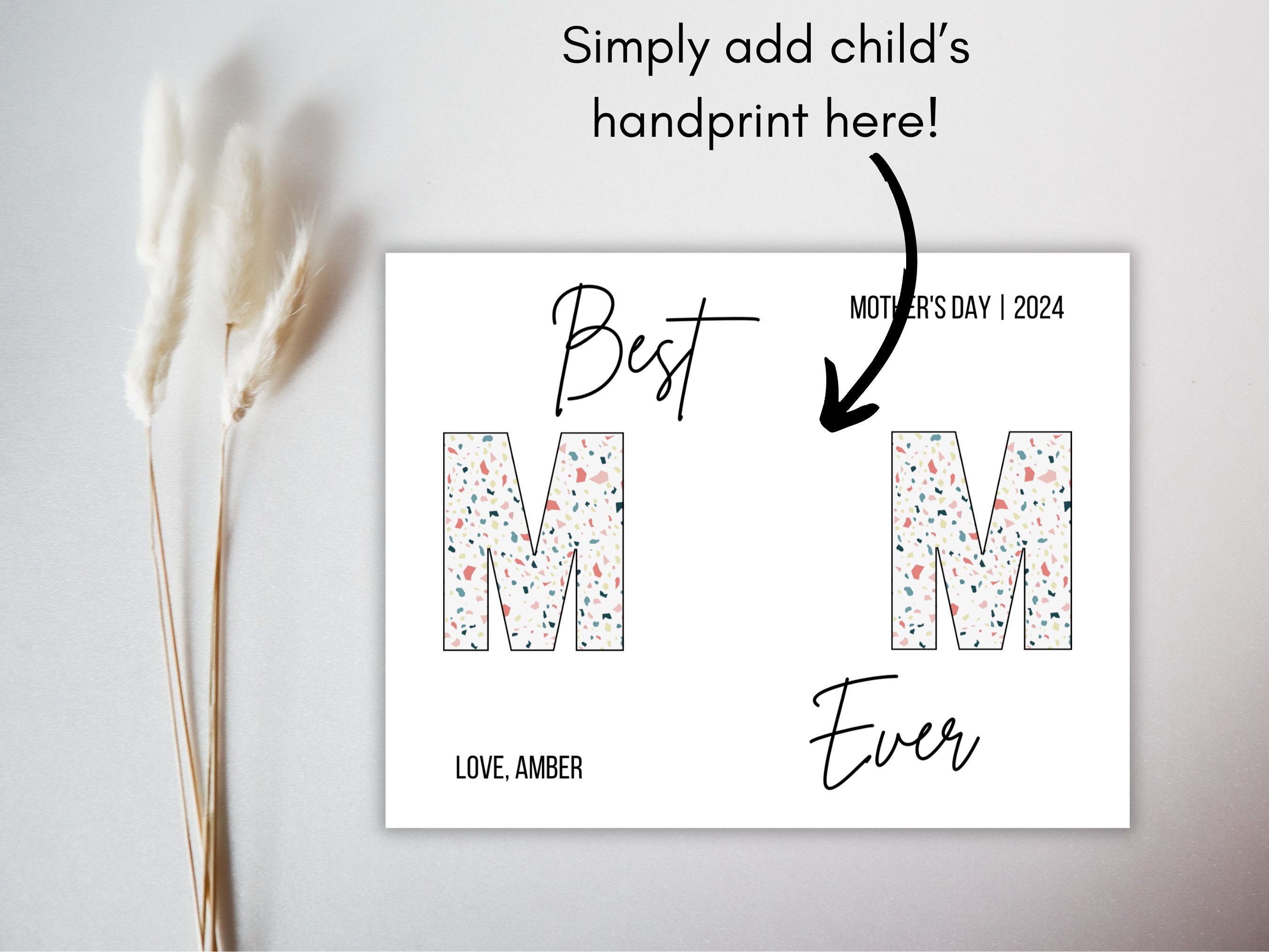 Editable Mothers Day Handprint Art, Custom Mama Card Gift, Handprint ...