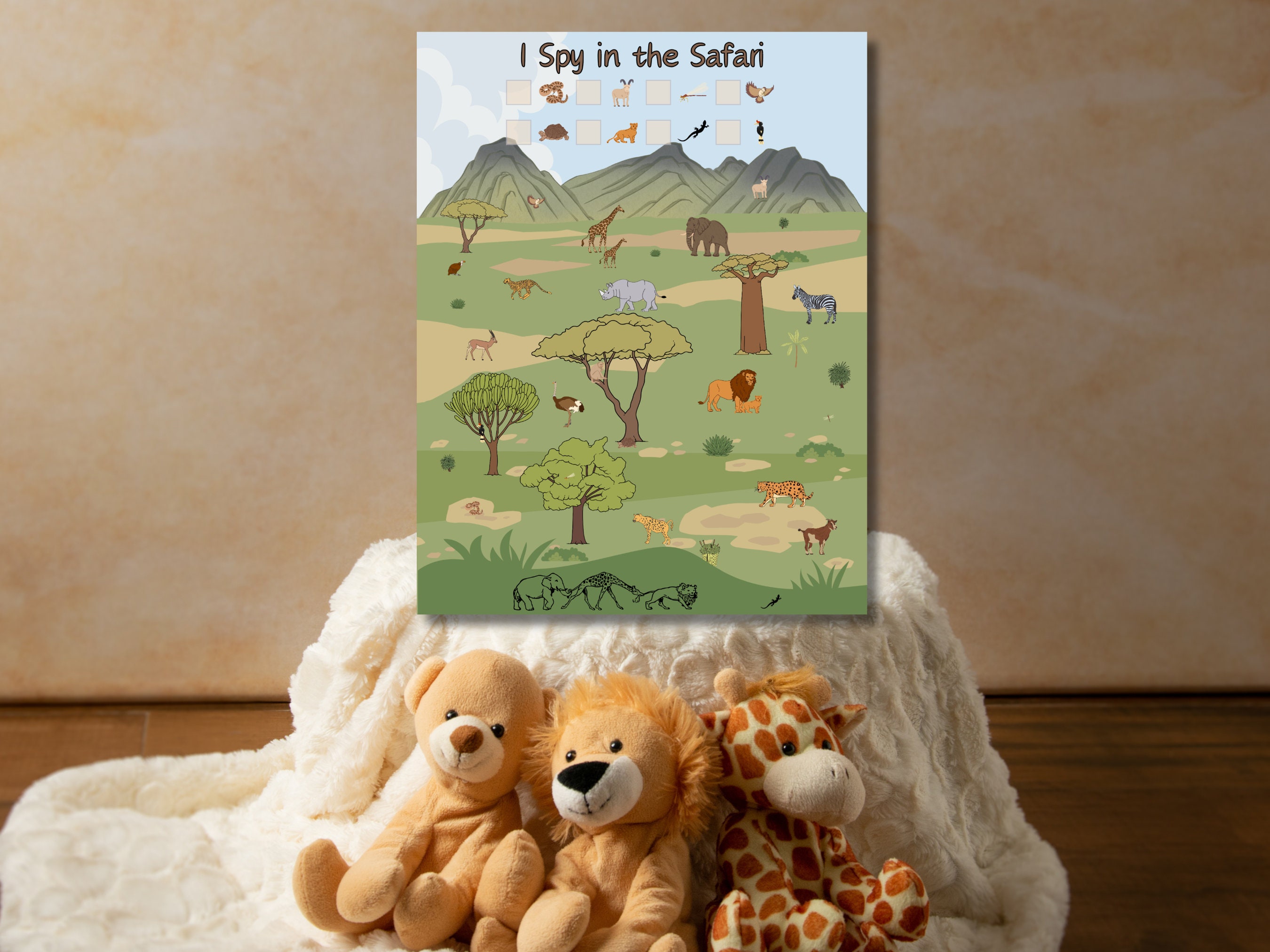 I Spy Search and Find Activity, Safari Animal Kids Activity, Preschool ...