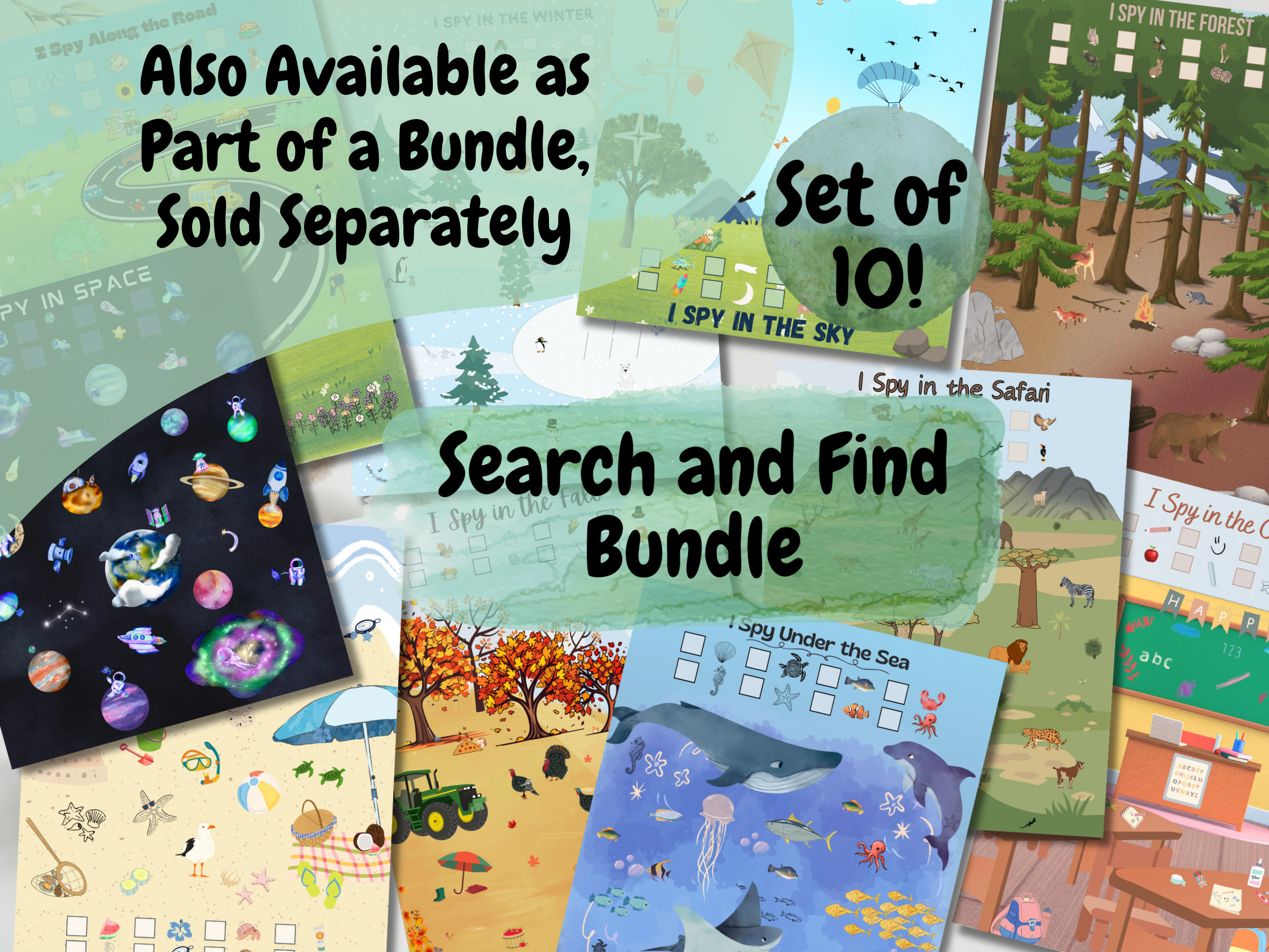 Kids Activities I Spy Search and Find by Picture, Summer Beach and ...