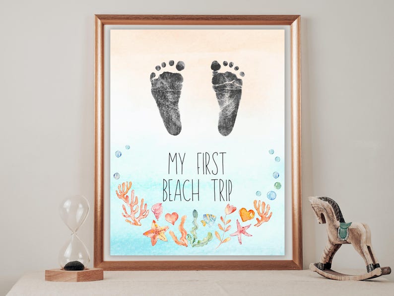 DIY Summer Footprint Art, Baby First Beach Trip, Kids Foot Print ...