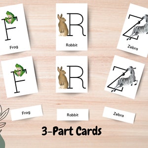Animal Letters Flashcards, Alphabet Cards, Printable Toddler Flash ...