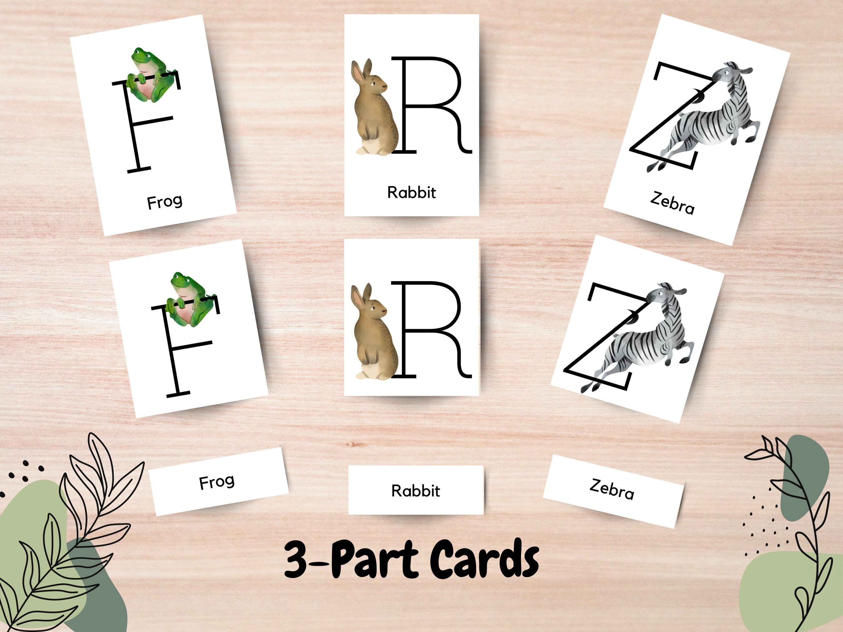 Animal Letters Flashcards, Alphabet Cards, Printable Toddler Flash ...