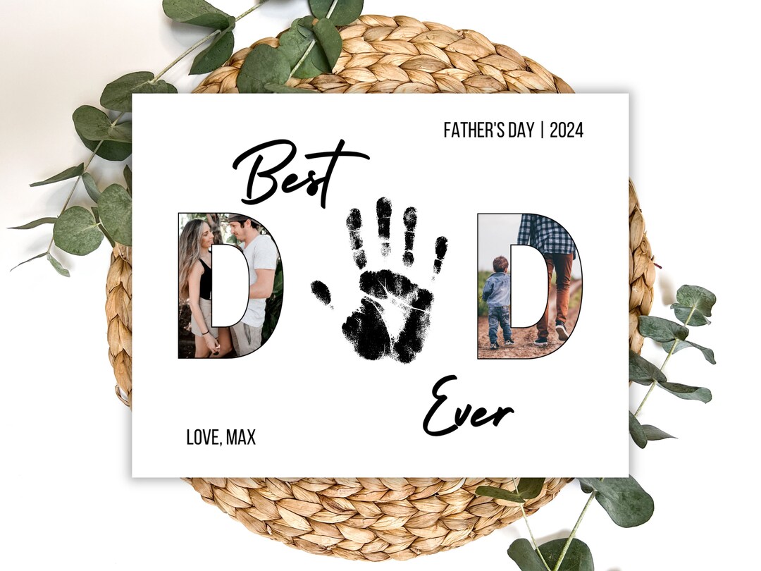 DIY Father's Day Handprint Art, Dad Photo Collage, Personalized Gift ...