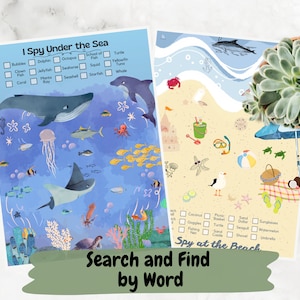I Spy Search and Find by Word Worksheet, Summer Beach and Ocean Theme ...