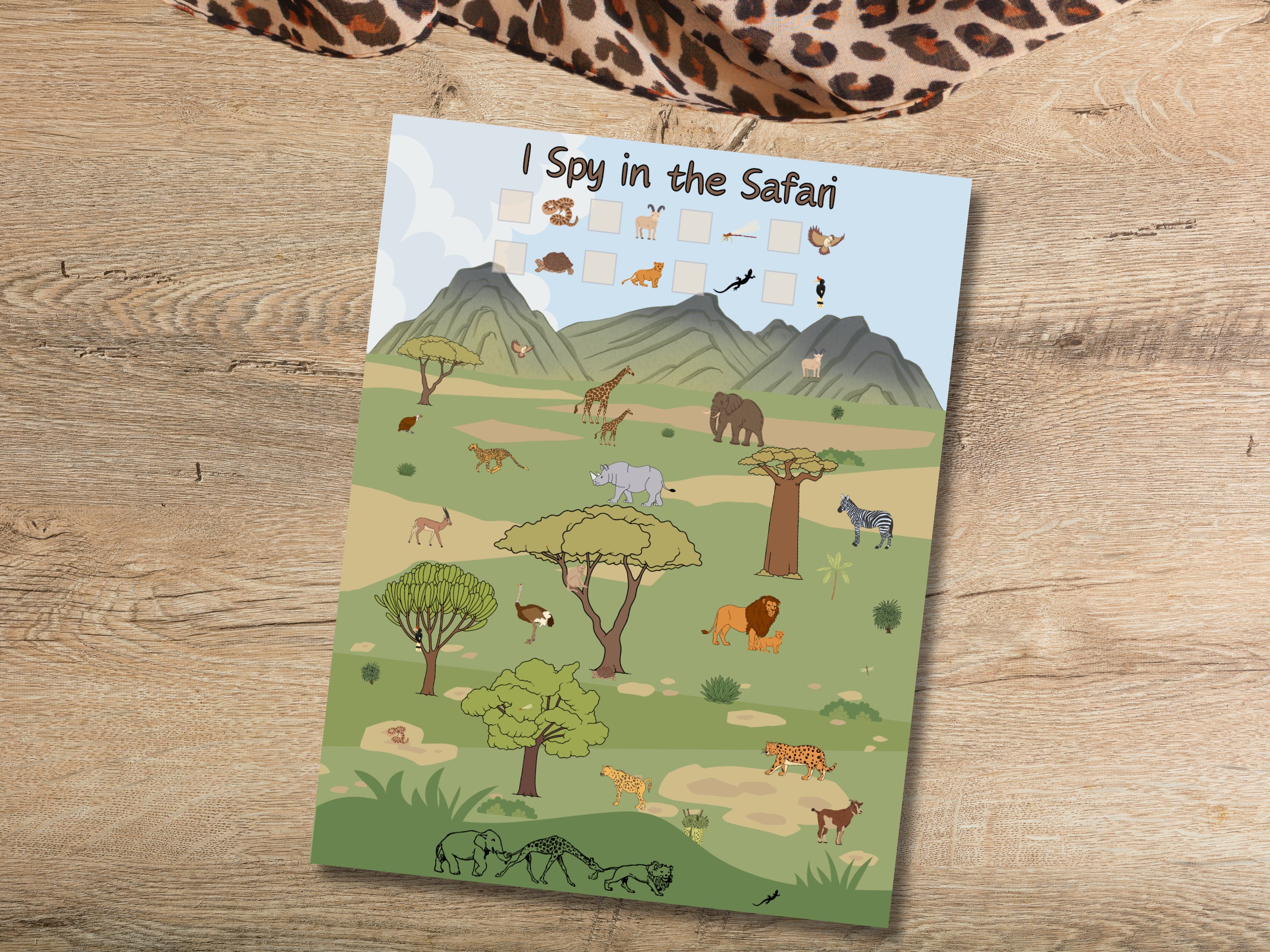 I Spy Search and Find Activity, Safari Animal Kids Activity, Preschool ...