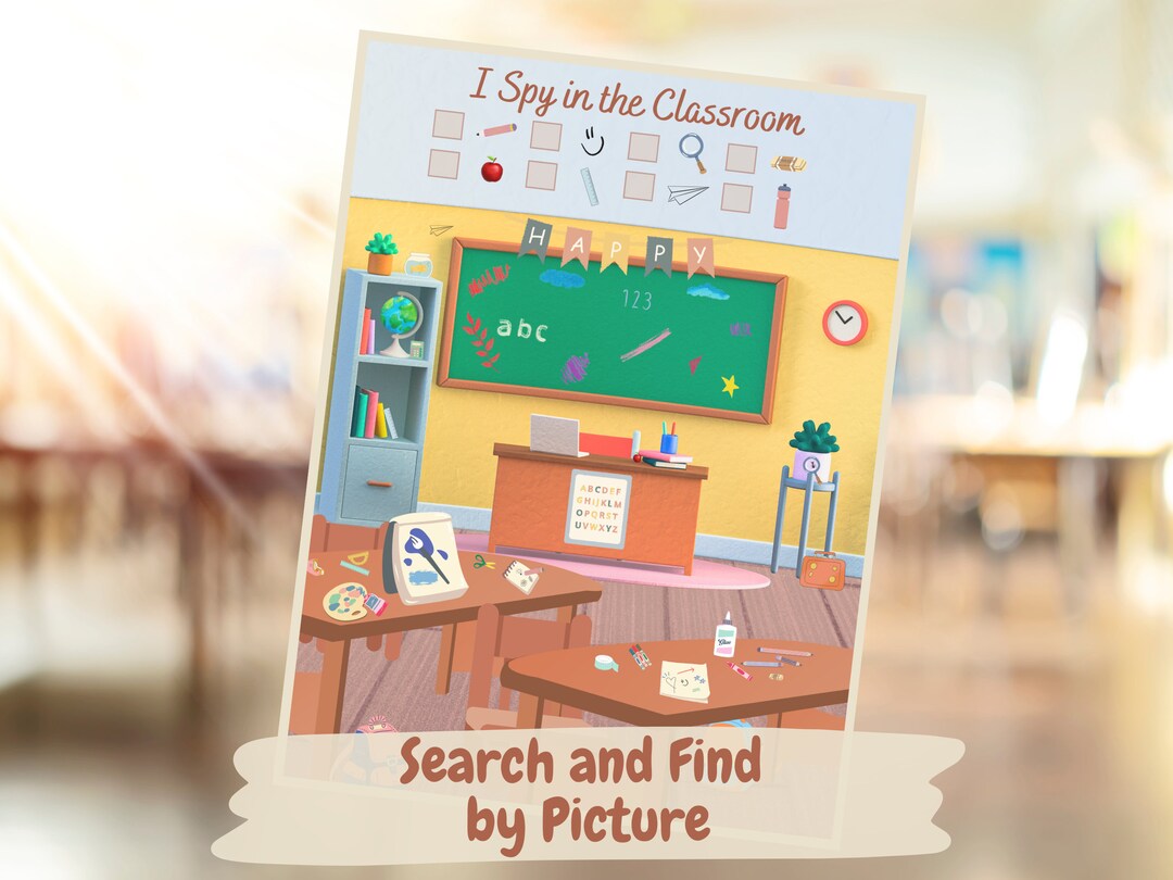 Back to School I Spy Search and Find by Picture, Classroom Theme Kids ...