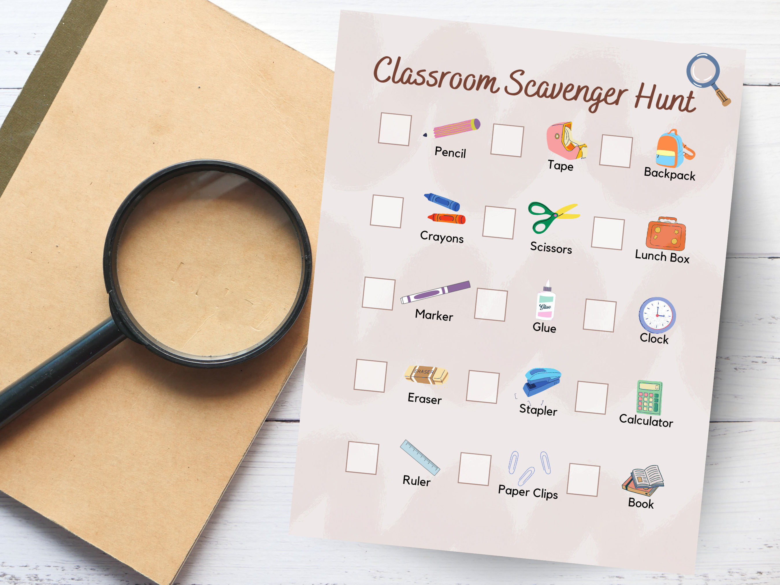 Classroom Scavenger Hunt Game, School Theme Kids Activity, Printable ...