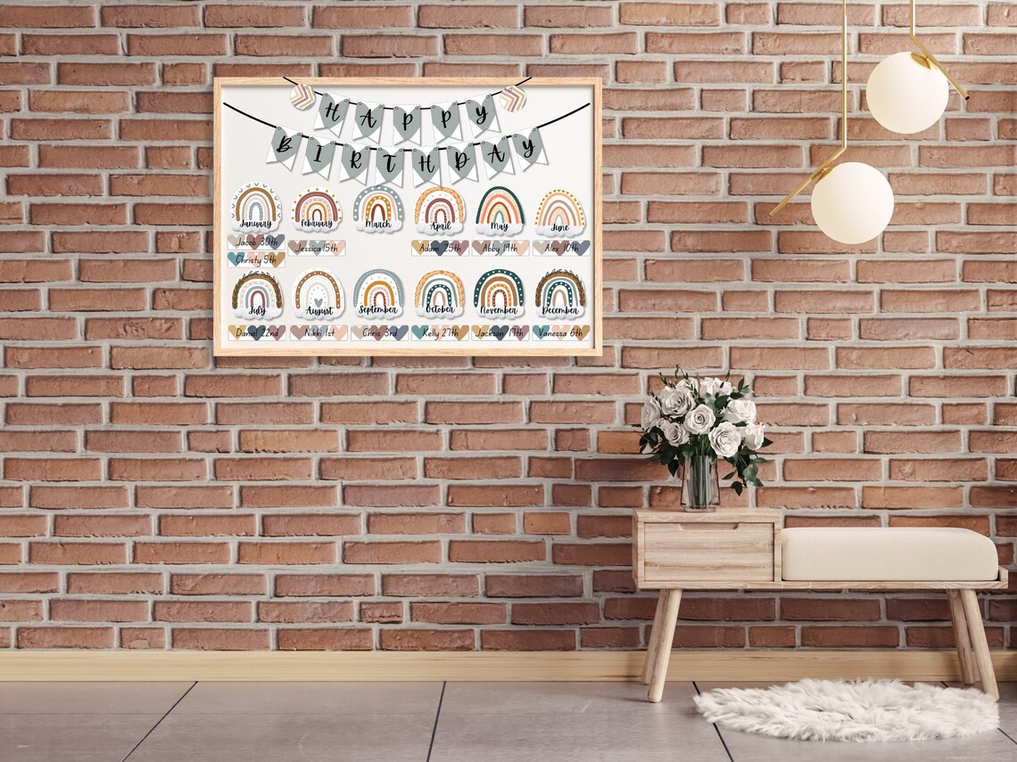 Boho Rainbow Classroom Decor, DIY Birthday Board, Classroom Birthday ...