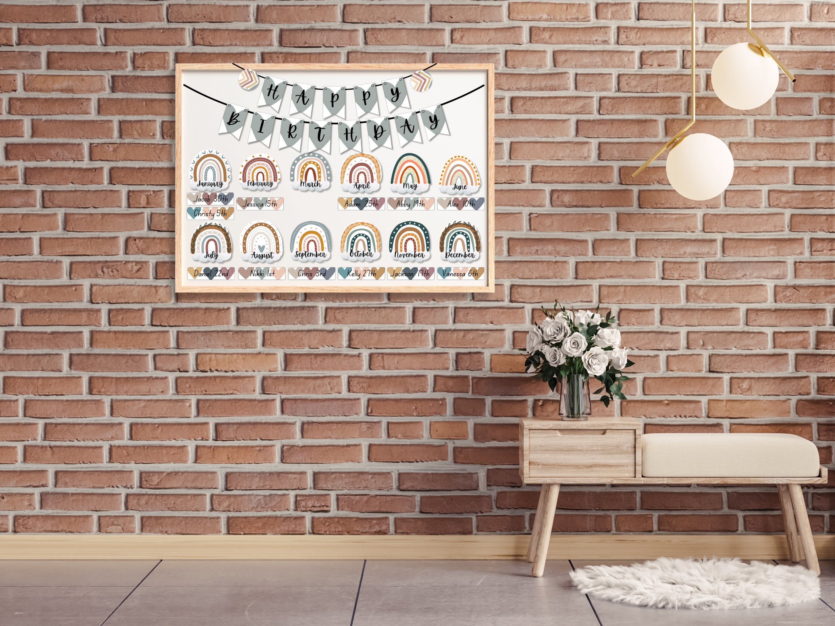 Boho Rainbow Classroom Decor, DIY Birthday Board, Classroom Birthday ...