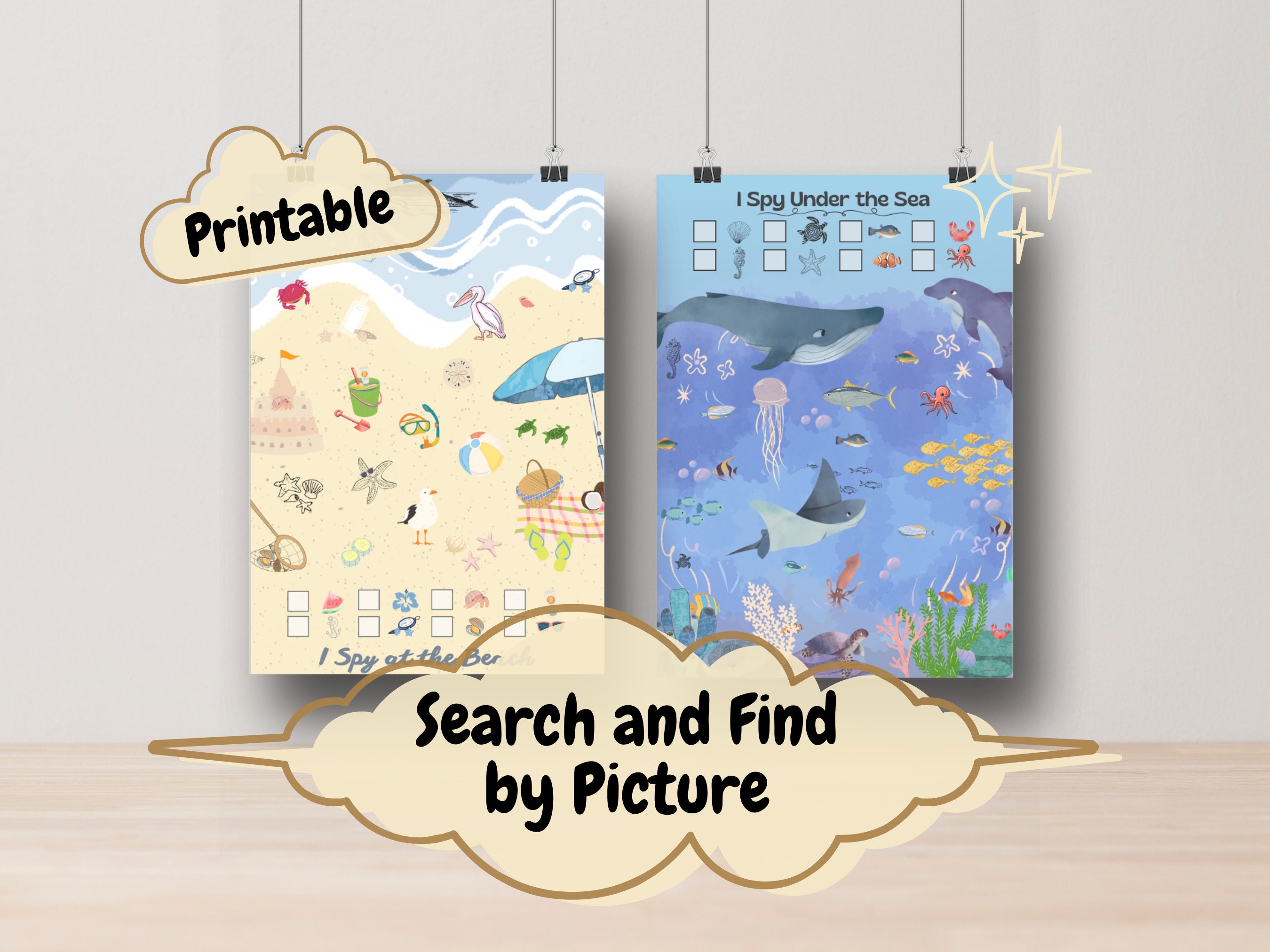 Kids Activities I Spy Search and Find by Picture, Summer Beach and ...