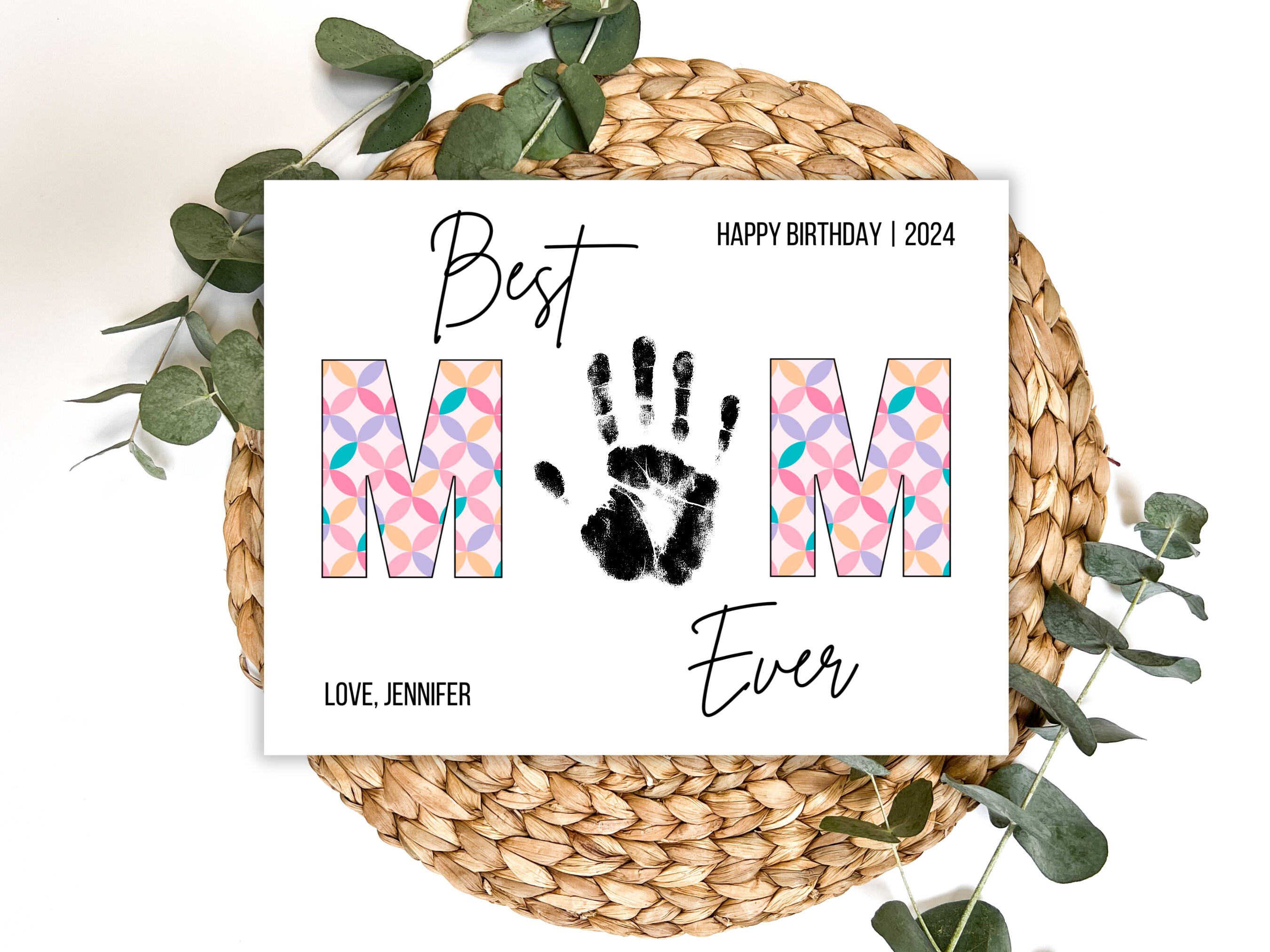 DIY Mom Birthday Handprint Art, Mom Birthday Gift From Daughter, Custom ...