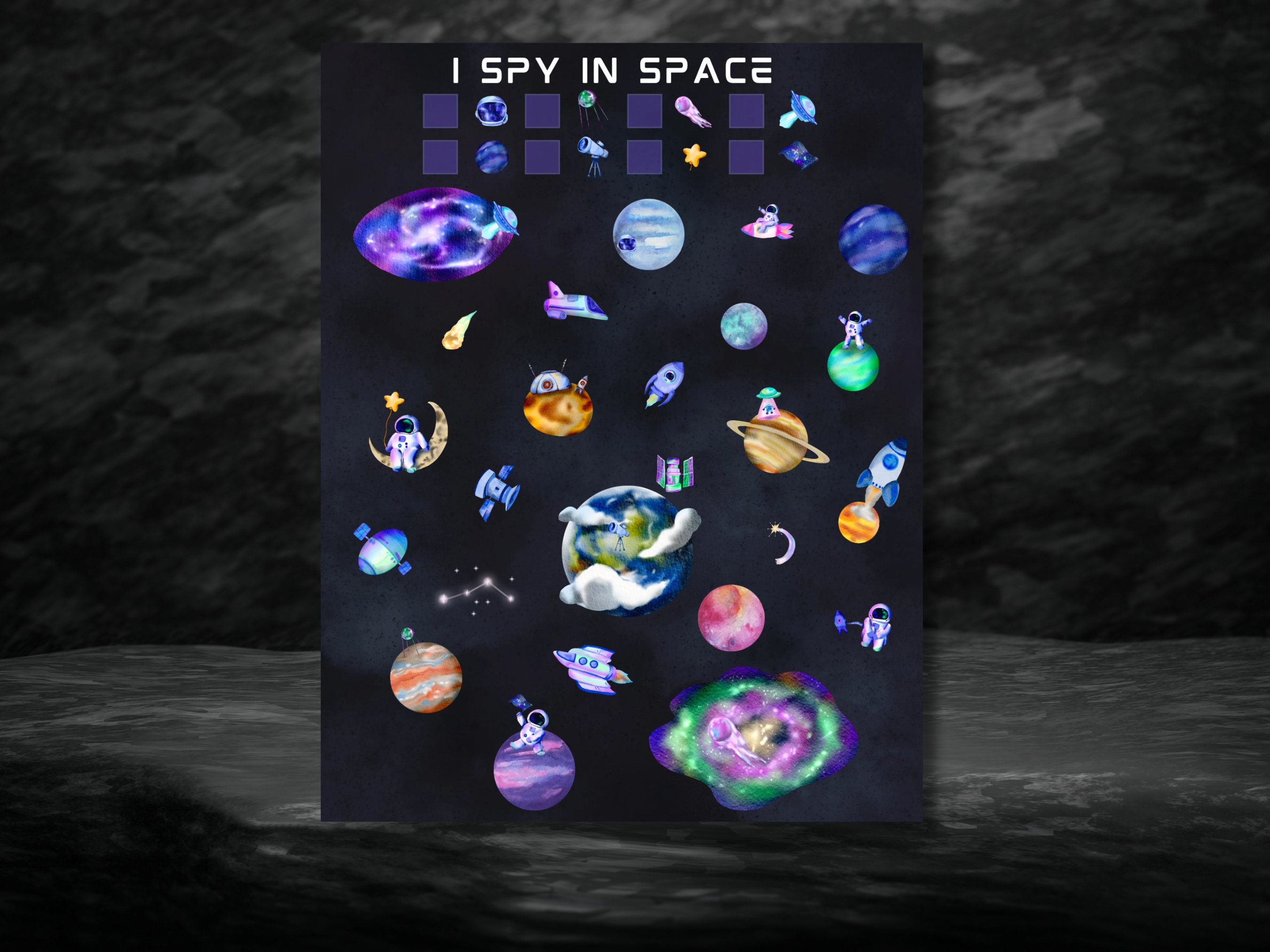 Kids Activity I Spy Search and Find Space, Outer Space Kids Printable ...
