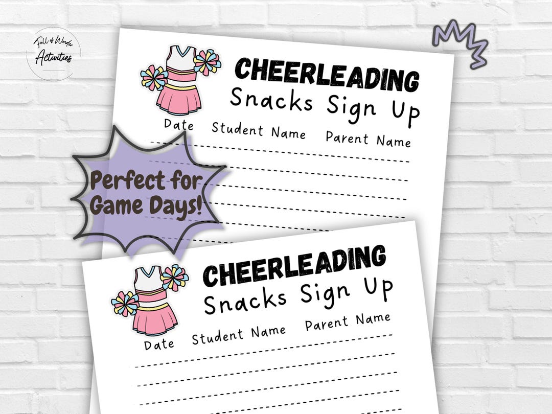 Cheerleading Snacks Schedule, Game Day Snacks, Team Sports Snack Sign ...