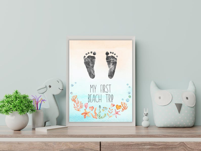 DIY Summer Footprint Art, Baby First Beach Trip, Kids Foot Print ...