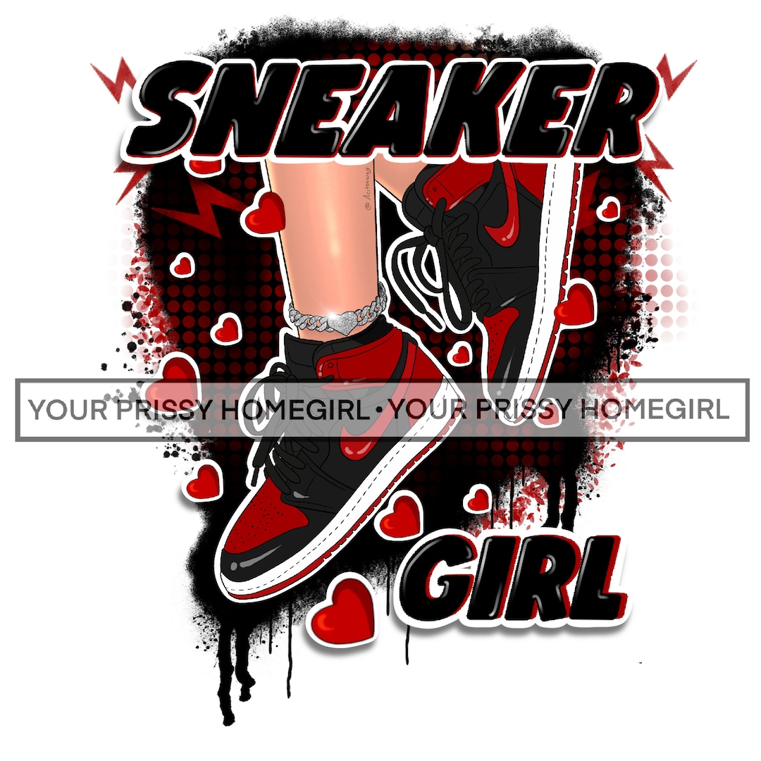 Red and Black Sneaker Girl Png Sublimation Design Download, Sneaker ...
