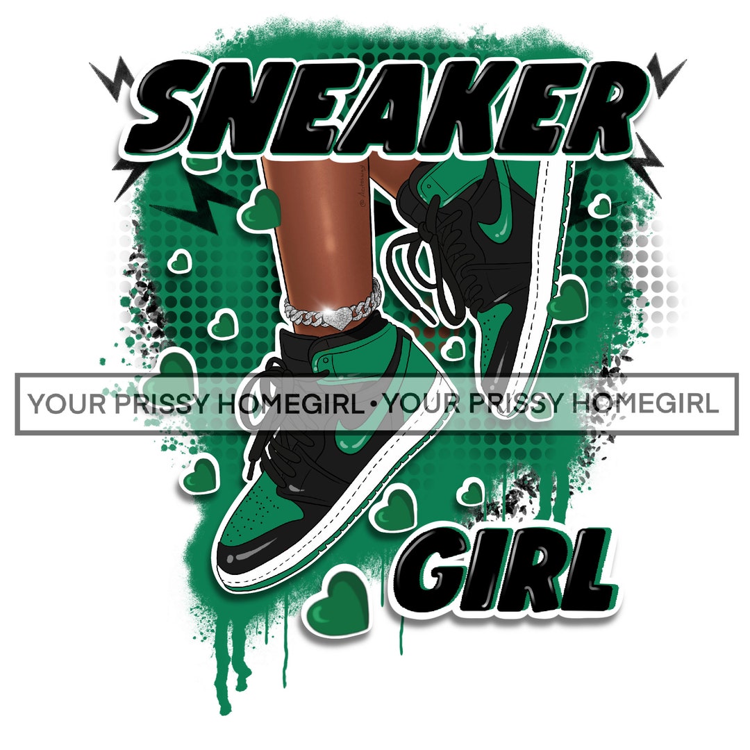 Green and Black Sneaker Girl Png Sublimation Design Download, Sneaker ...